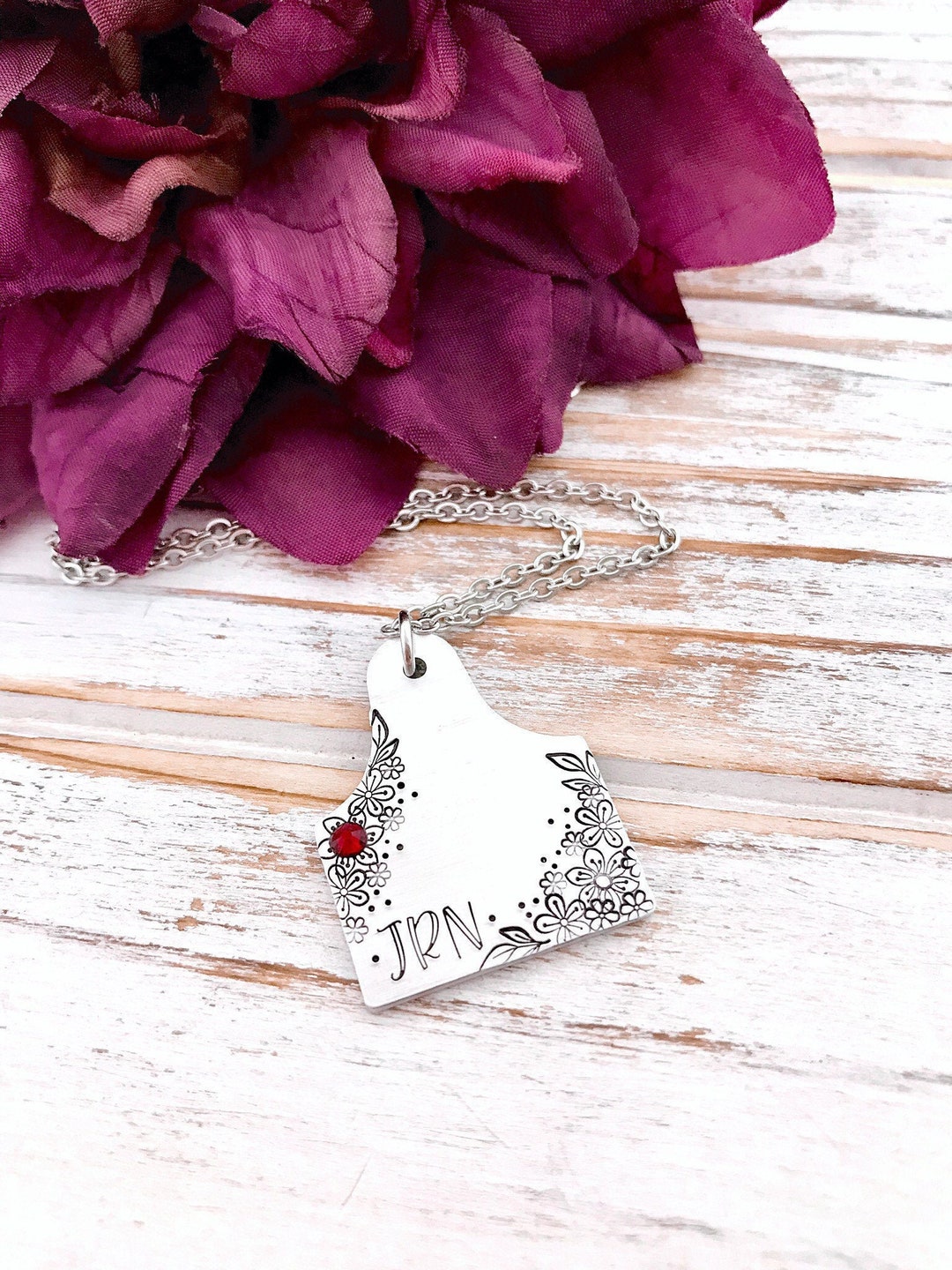 Monogram Cattle Tag Pendant Necklace Cow Ear Tag Rancher Farm Country ...