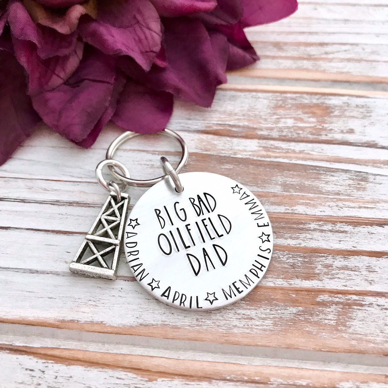 Big Bad Oilfield Dad Keychain Gift for Father's Day Roughneck Key Ring ...