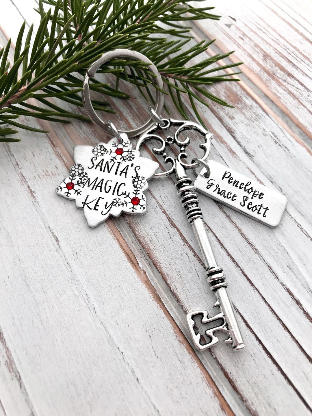 Personalized Santa's Magic Key Christmas Skeleton Birthstone Keychain ...