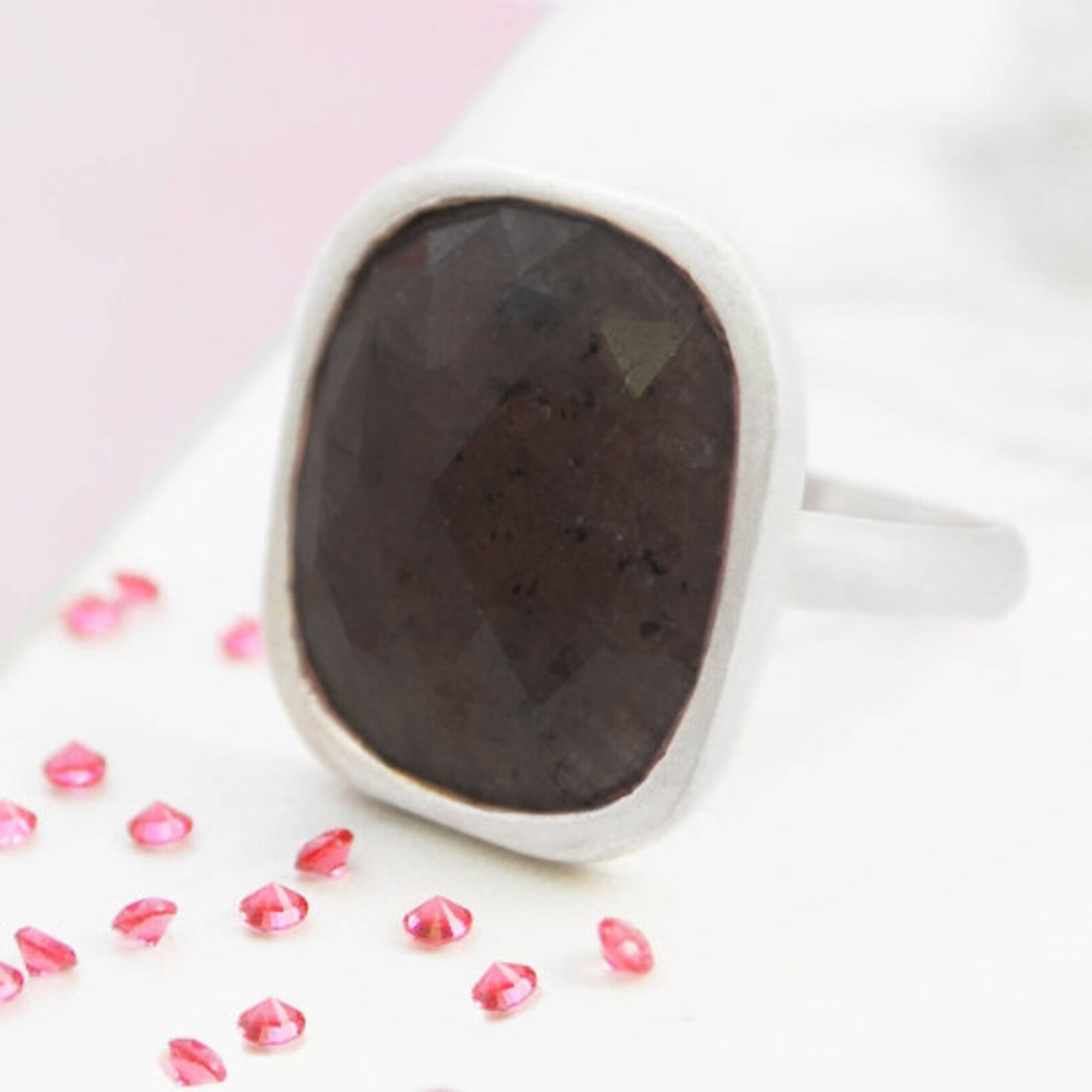 Square Gemstone Ring Sapphire Ring Square Ring Square Stone - Etsy