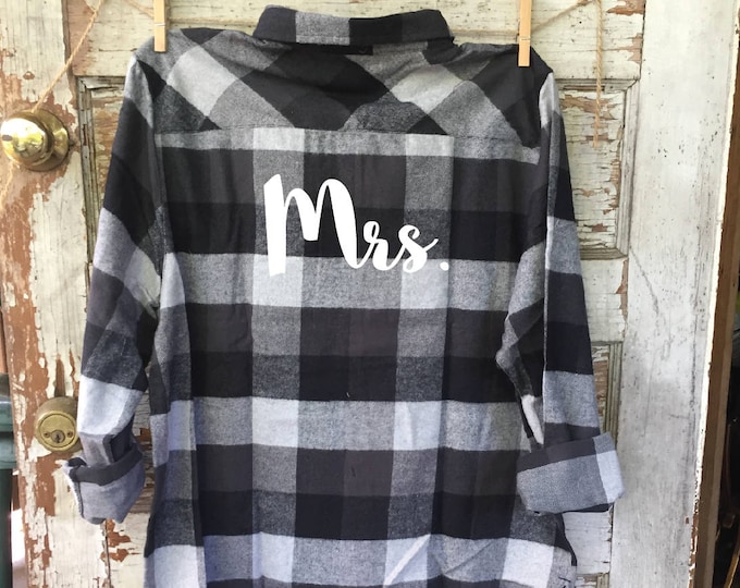 MR. and MRS. Flannels, Custom Flannel, Bride, Groom, Fall Wedding ...