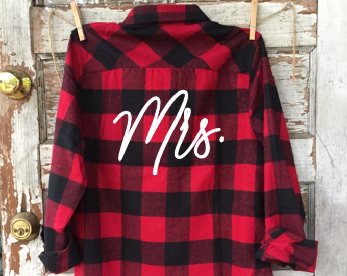 MRS. Flannel, Custom Flannel, Bride, Groom, Fall Wedding, Buffalo Plaid ...
