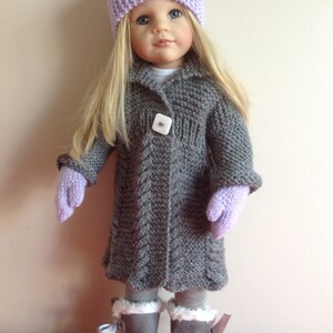Dolls Fashion Clothes Knitting Pattern. 18 Doll. Cable Coat Set. PDF ...