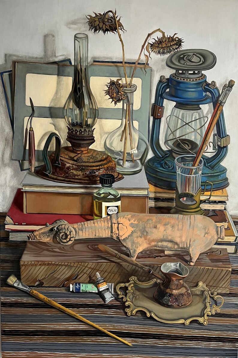 Large Still Life Oil Painting, Wall Art Living Room Large, Oil Painting ...