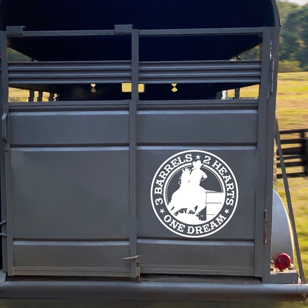 Barrel Racing Decal, Three Barrels, Two Hearts, One Dream, Rodeo ...