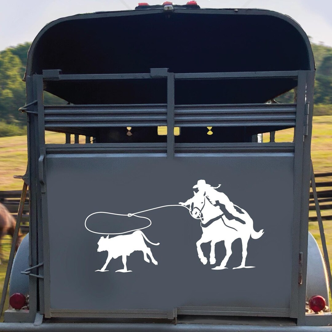 Breakaway Roping Cowgirl Decal | Horse and Calf Lasso Sticker | Rodeo ...