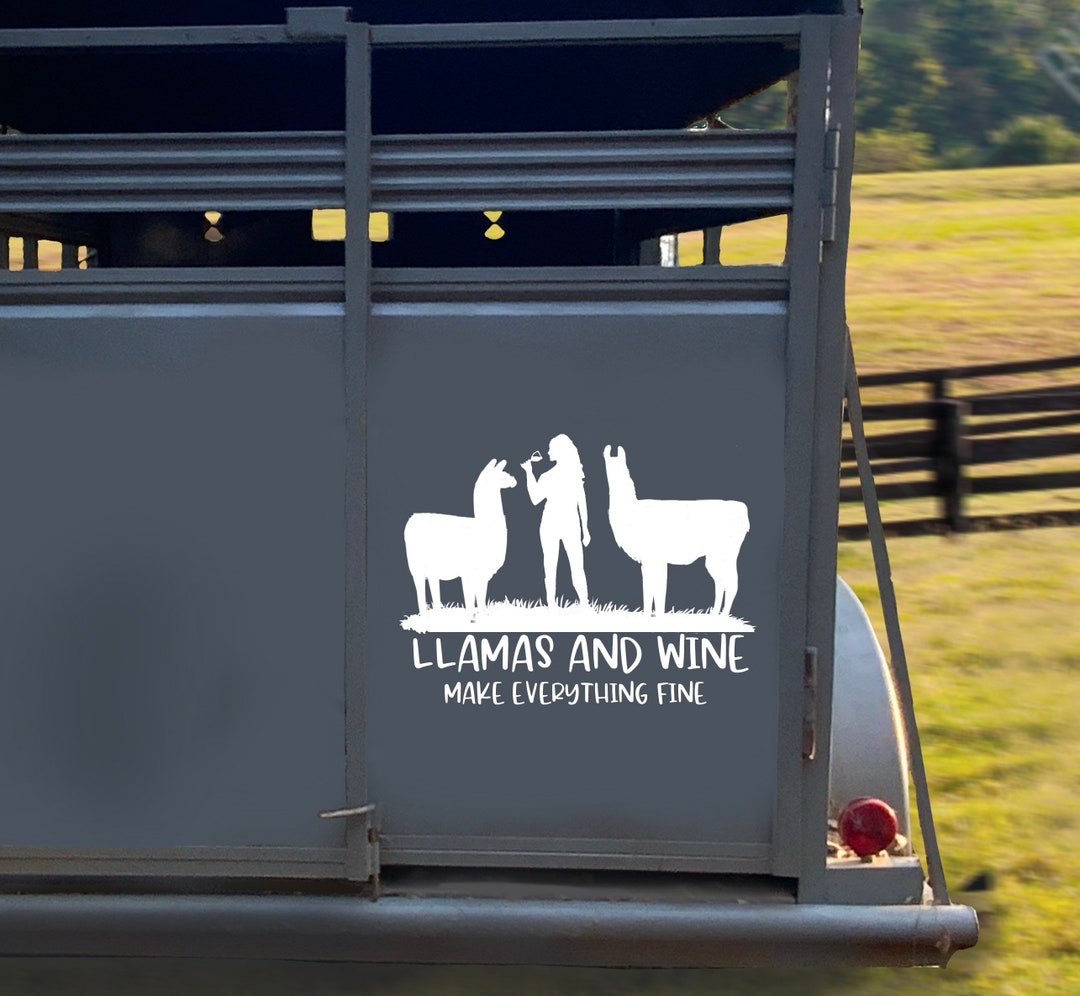 Llama Trailer Decal Llamas and Wine Llama Lover Wine Lover - Etsy