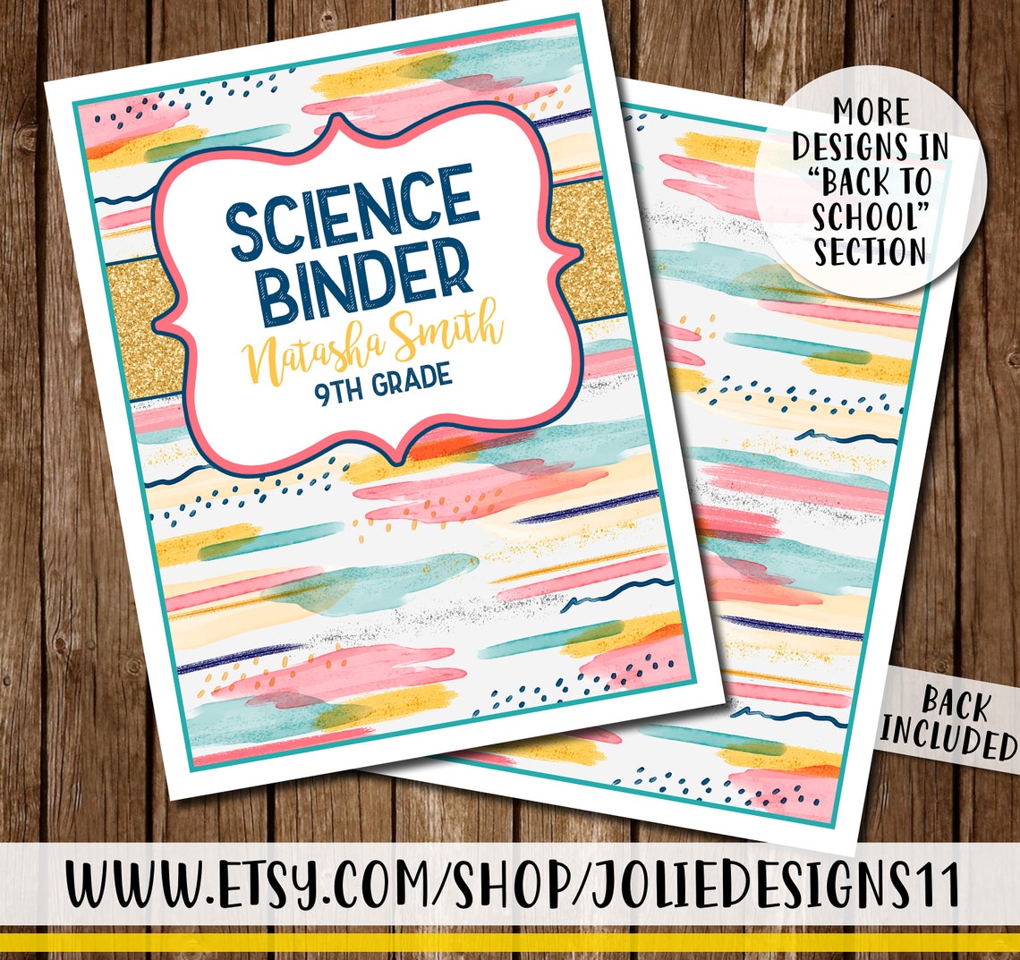 Printable Personalized Custom Name Binder Cover Cute - Etsy