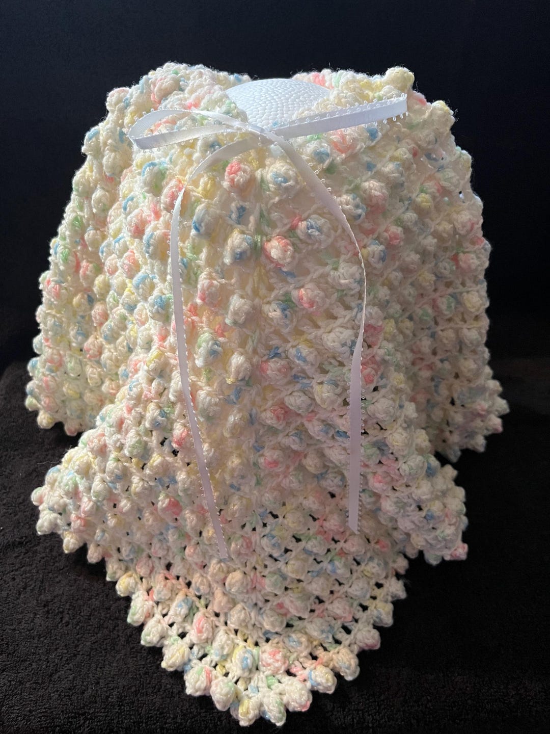 Crocheted Baby Poncho: Popcorn Stitch, Pastel Pompadour Yarn - Etsy