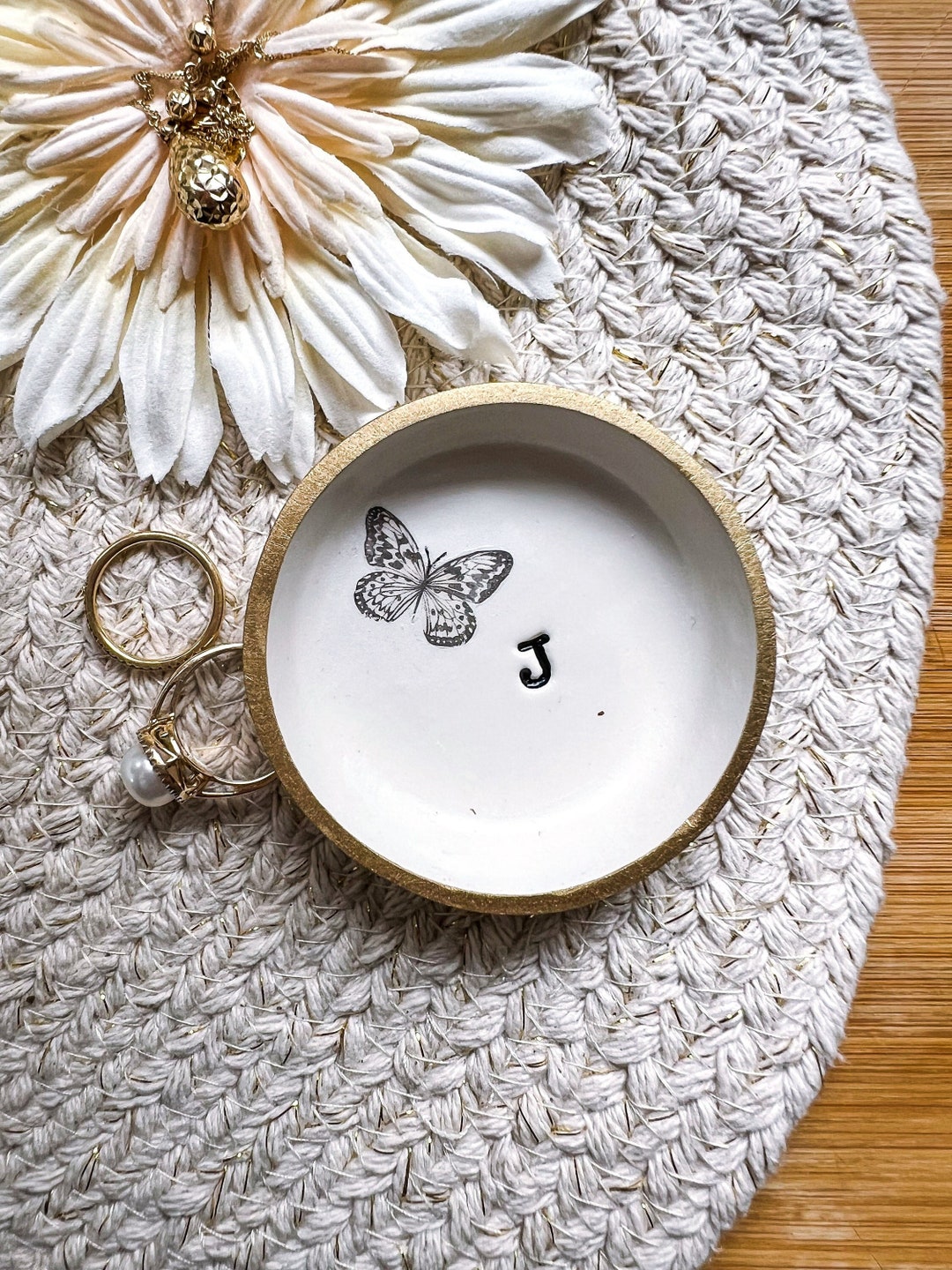 June Butterfly Birth Month Ring Dish | Custom Initial Butterfly Small ...