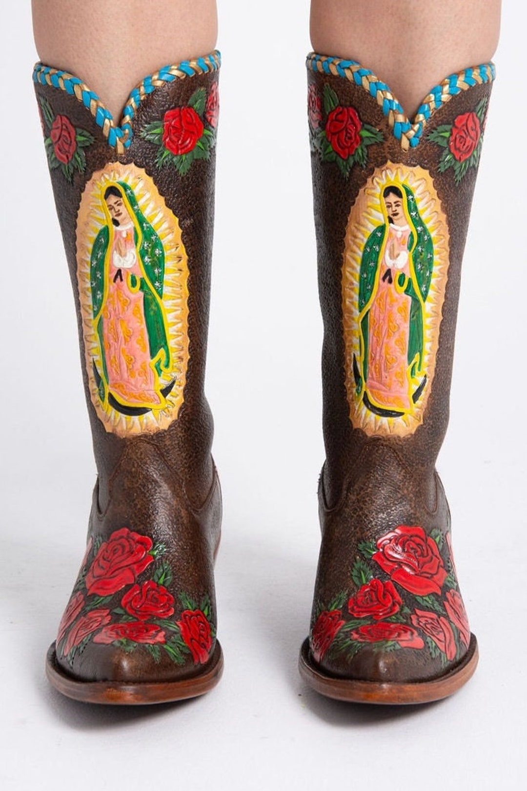 Virgin Mary Handcrafted Boots Are Hand-painted and Are All Leather. 2 1 ...