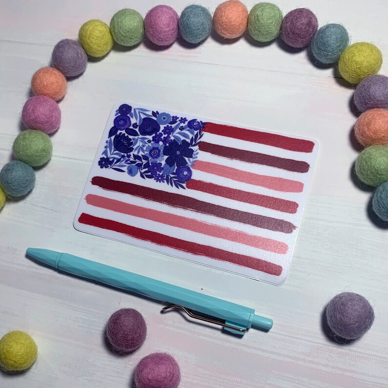 American Flag LARGE 5 Inch Vinyl Sticker Floral Waterproof - Etsy