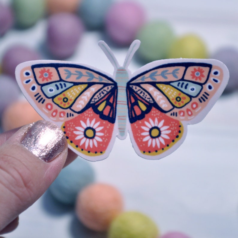 Butterfly Vinyl Sticker Floral Waterproof Matte Die Cut - Etsy