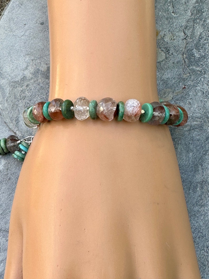 Turquoise and Quartz Bracelet; Coffee Quartz - Etsy