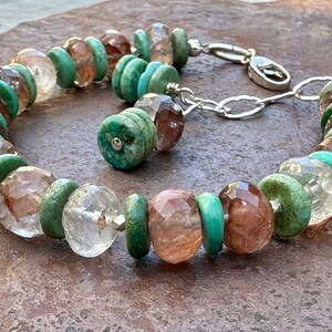 Turquoise and Quartz Bracelet; Coffee Quartz - Etsy