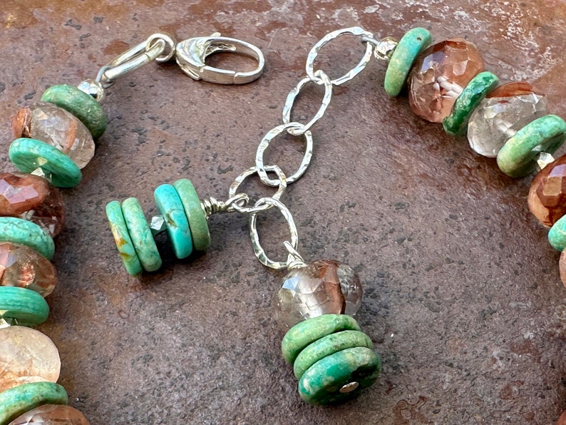 Turquoise and Quartz Bracelet; Coffee Quartz - Etsy