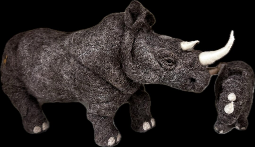 Grand Rhino Showpiece Endangered Species Collection Needle Felted by ...