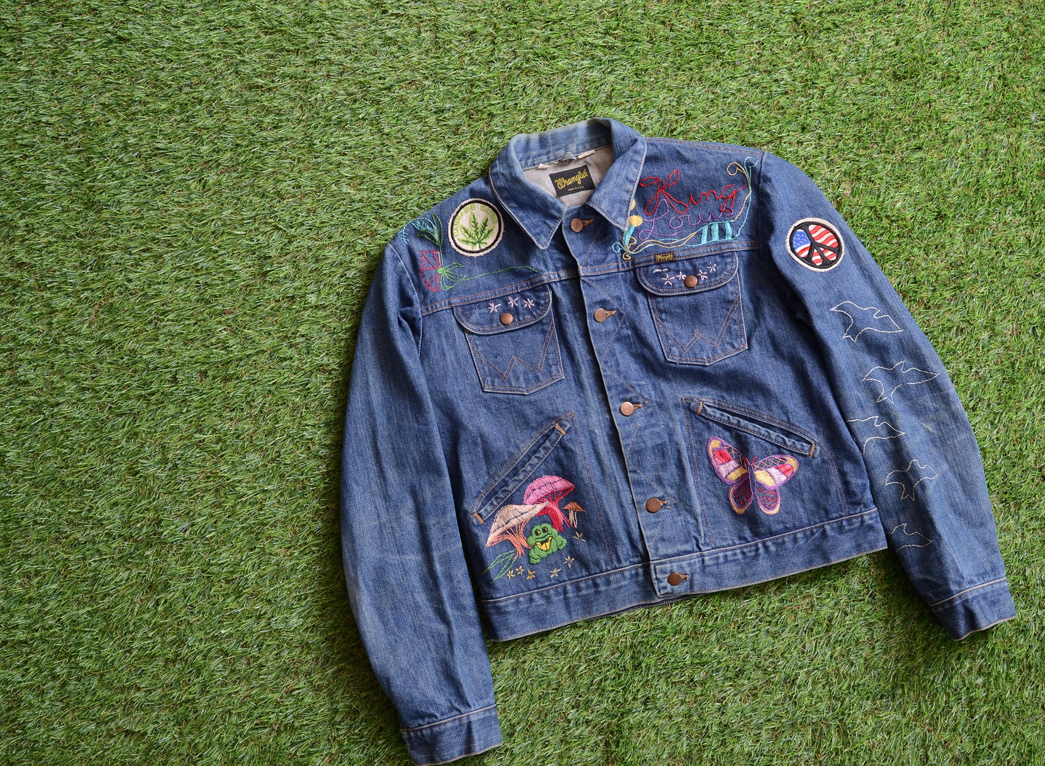 60s 70s Embroidered Birds Wrangler Jacket - Etsy