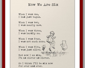 Now i am six poem aa milne - Etsy.de