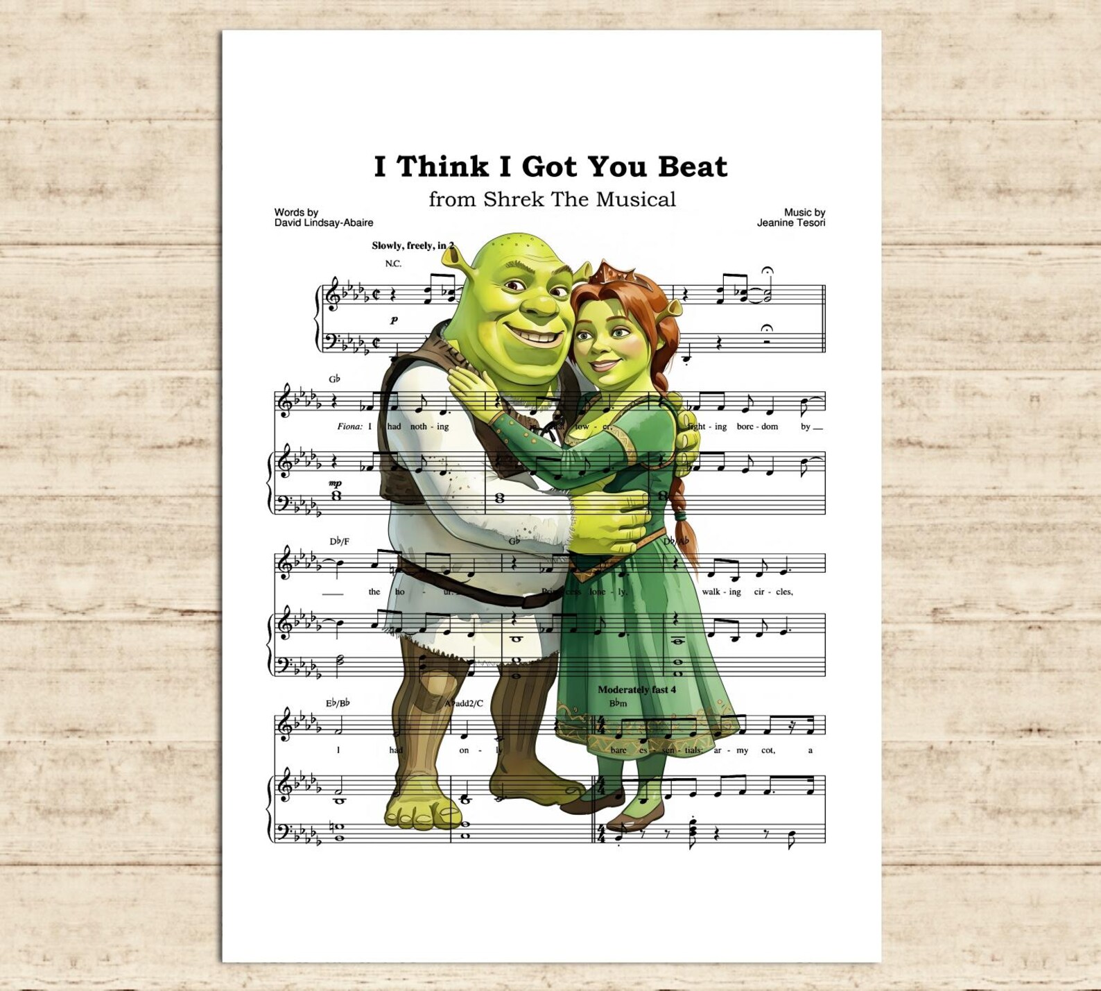 Shrek Poster Shrek and Fiona Musical Print I Think I Got You Beat Music ...