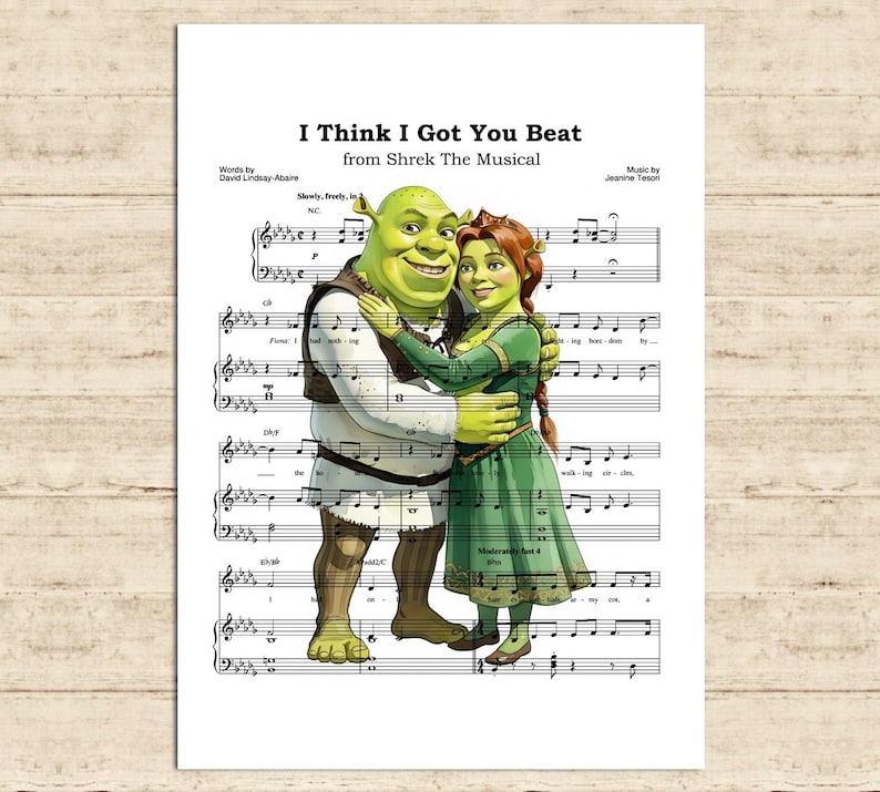 Shrek Poster Shrek and Fiona Musical Print I Think I Got You Beat Music ...