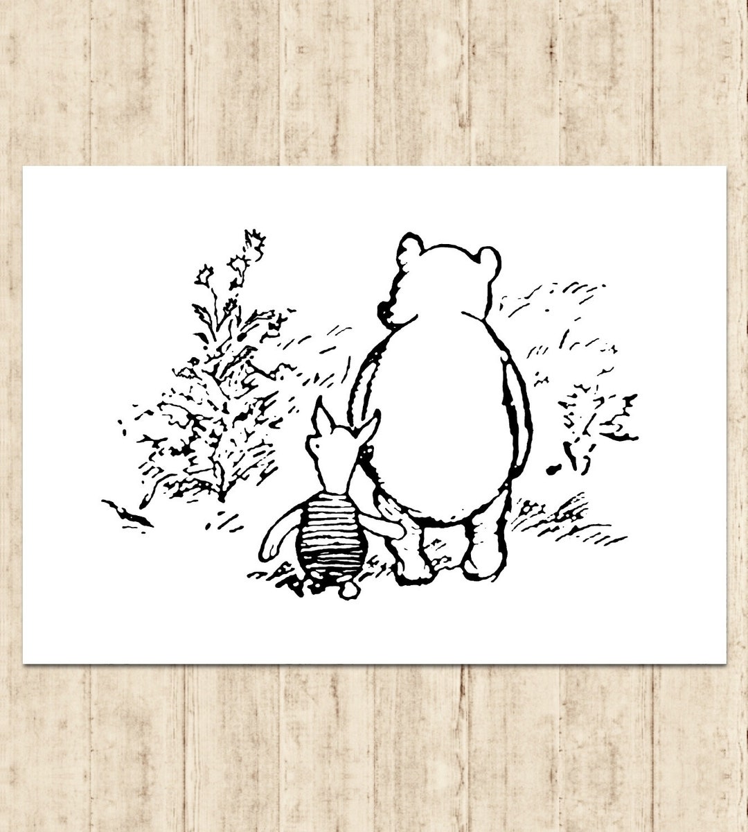 Piglet and Winnie the Pooh Poster Classic Vintage Printable Nursery ...