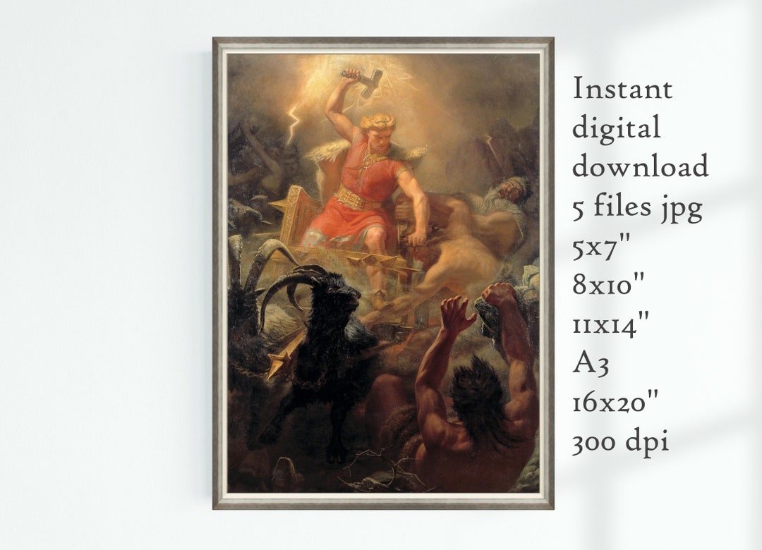 Thor's Fight With the Giants Classic Artist Poster Dark Wall Art ...