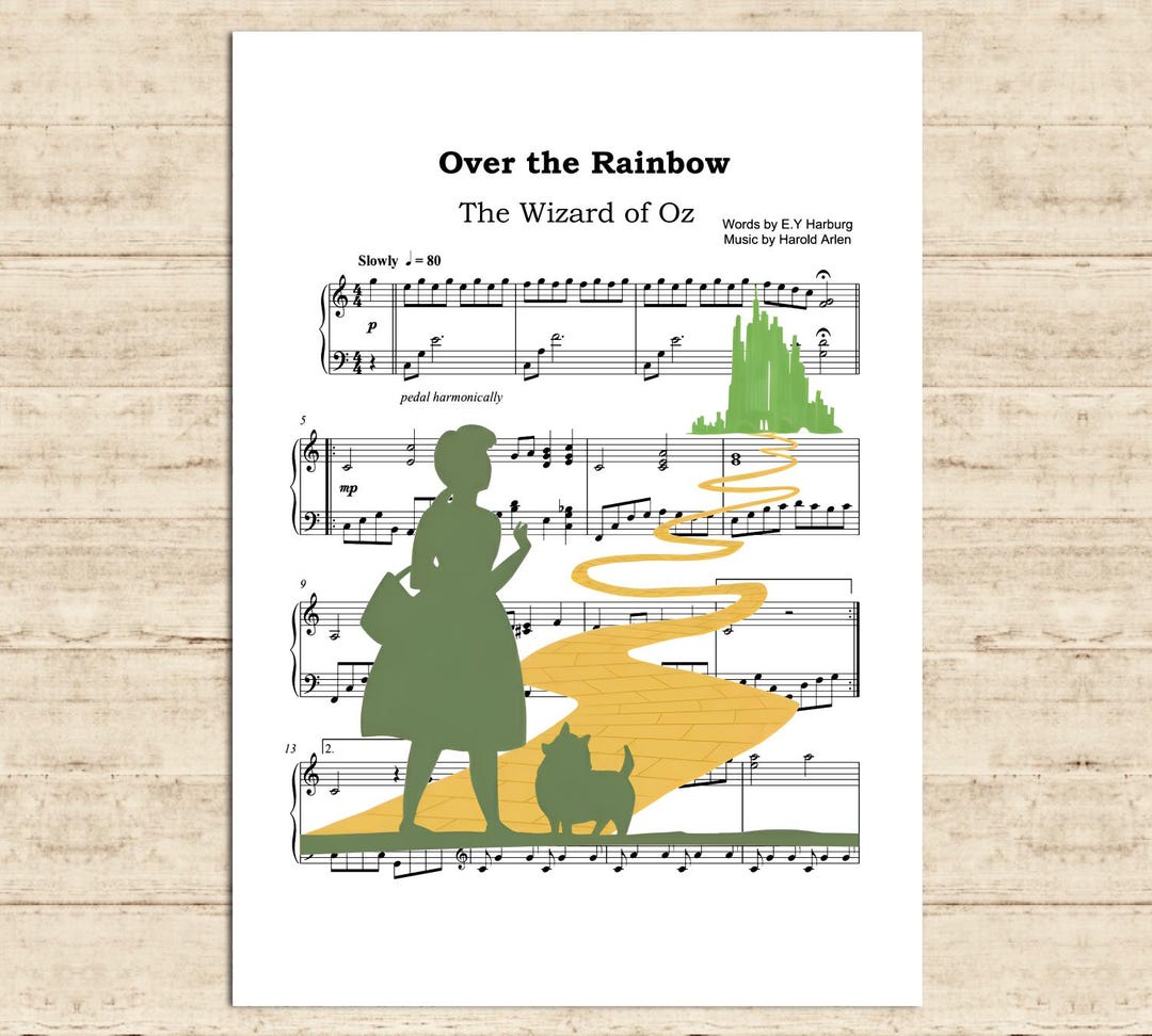 Dorothy and Toto Print Wizard of Oz Musical Poster Over the Rainbow ...