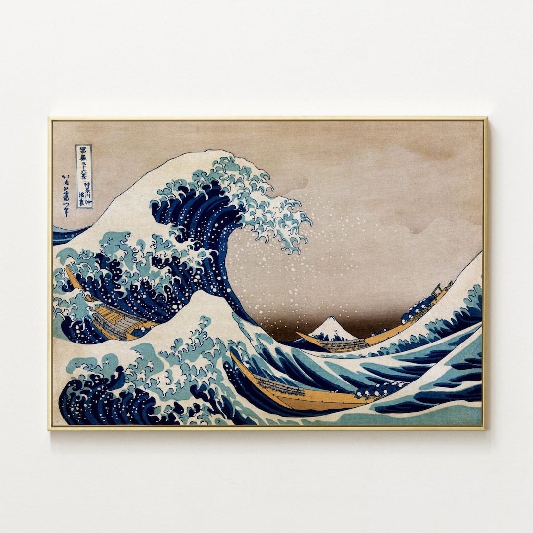 Great Wave off Kanagawa Poster Hokusai Japanese Mount Fuji Wall Art ...