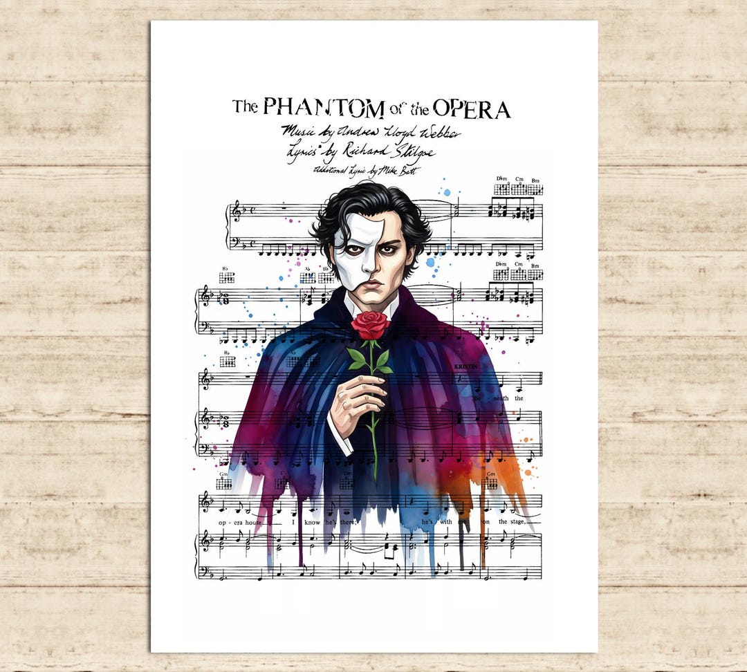 Phantom of the Opera Musical Poster Music Sheet Art Print Nursery Kids ...
