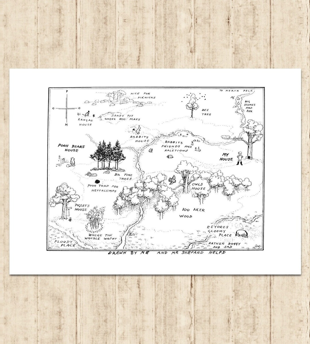 Map Hundred Acre Winnie the Pooh 100 Acre Wood Winnie the Pooh Hundred ...