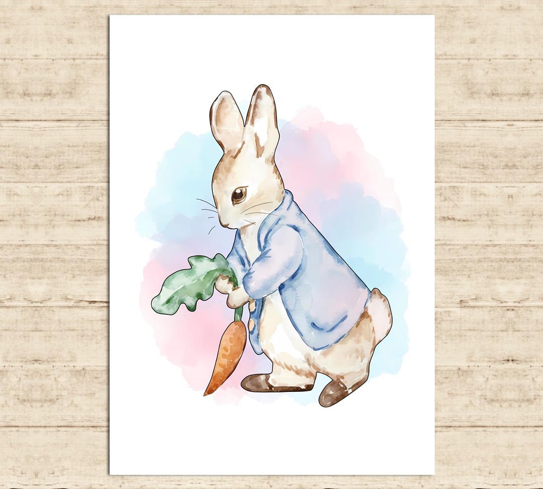 Beatrix Potter Poster Peter Rabbit With Carrot Print Watercolor Poster ...