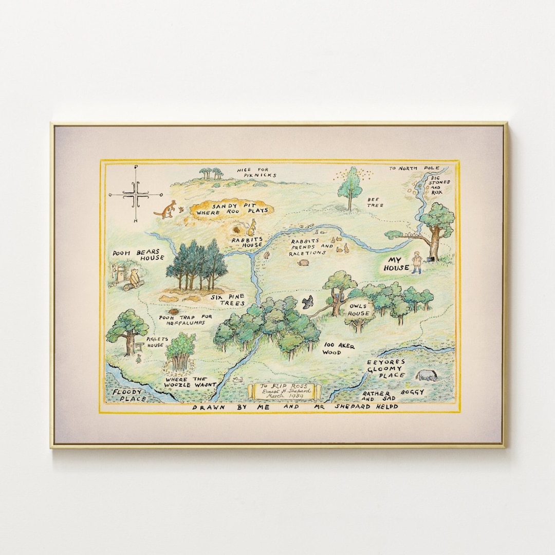 Map Hundred Acre Winnie the Pooh 100 Acre Wood Winnie the Pooh Hundred ...