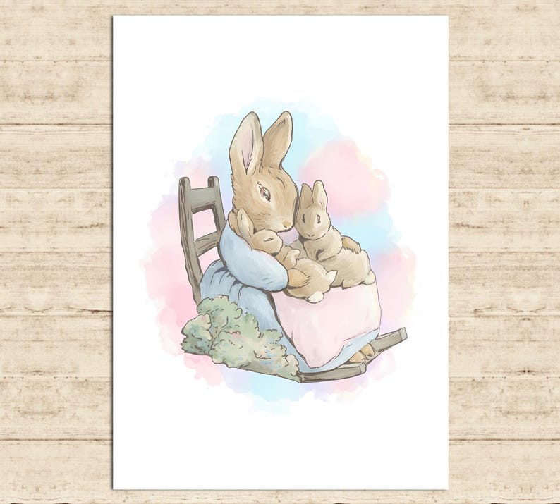 Mother Rabbit Hugs Kids Mom Print Beatrix Potter Character Peter Rabbit ...