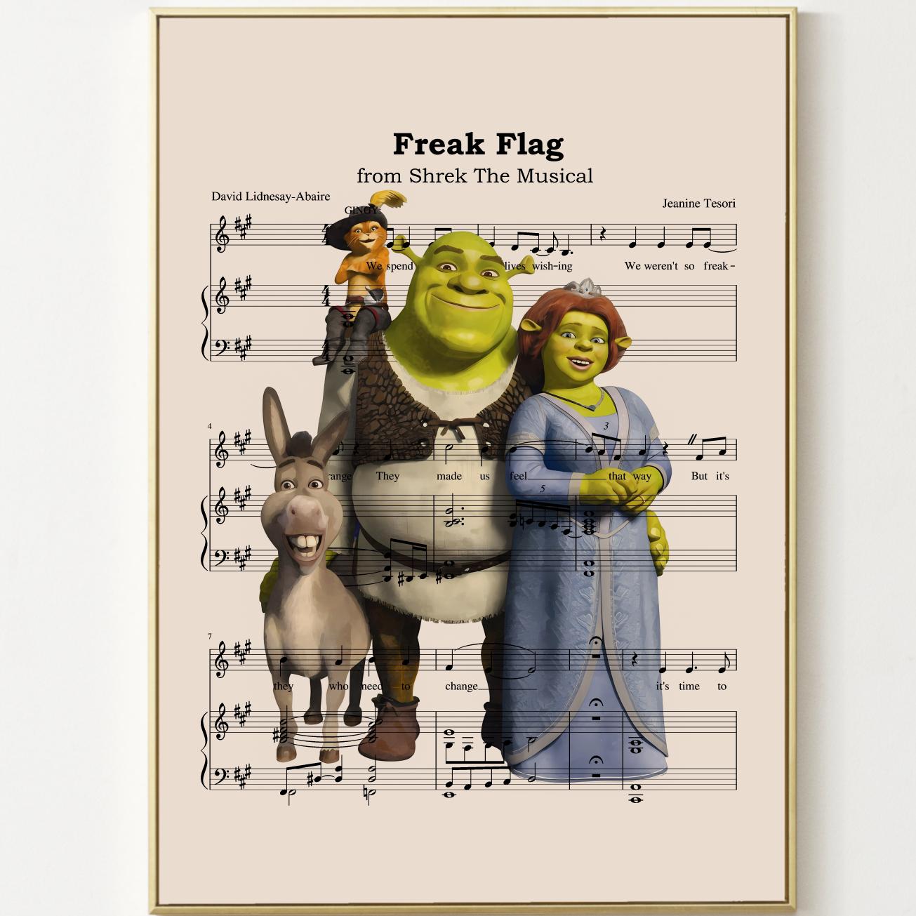 Shrek Poster Musical Print Freak Flag Music Sheet Art Print Kids Room ...