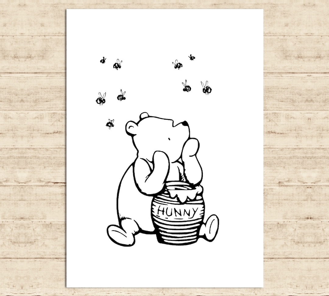 Winnie the Pooh Poster Classic Vintage Printable Nursery Print Gift ...