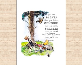 Winnie the Pooh and Piglet, You Are Braver Quote, Digital Download ...