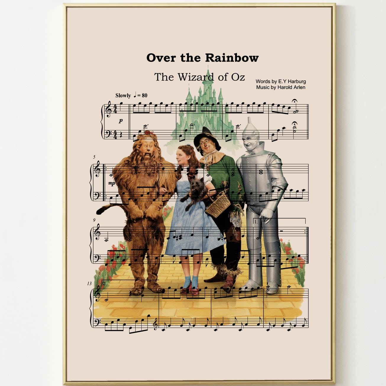 Wizard of Oz Musical Poster Over the Rainbow Music Sheet Art Print Kids ...