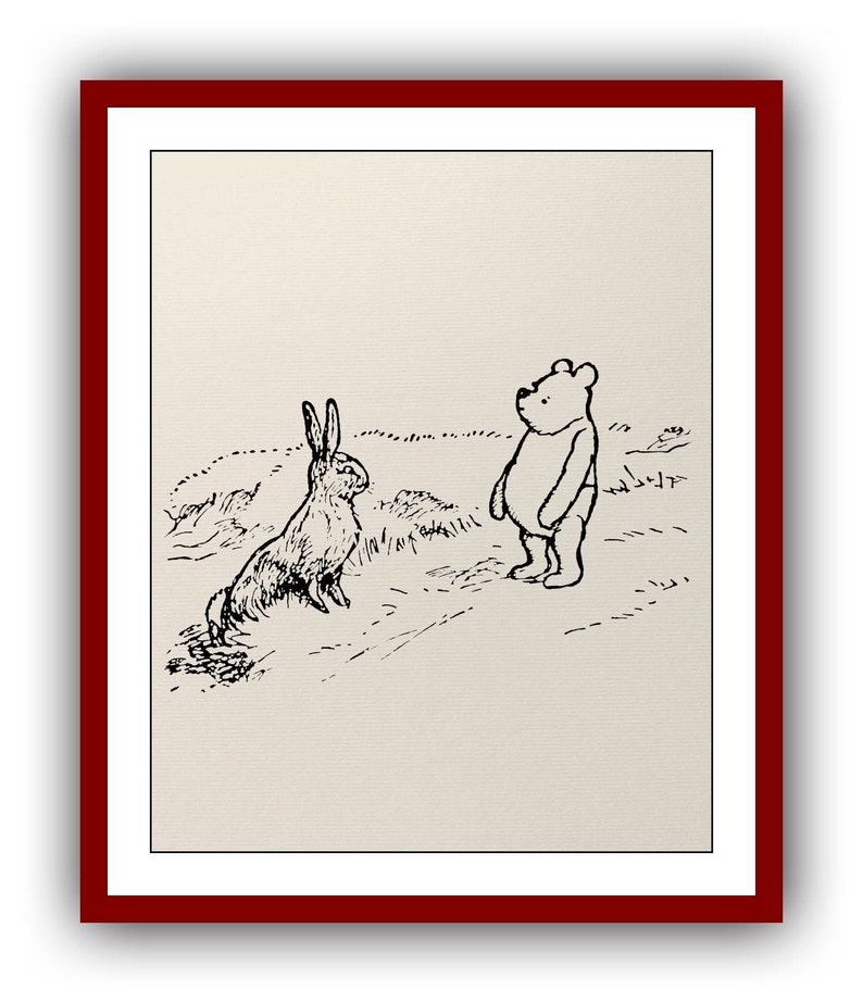 Winnie the Pooh and Rabbit Poster 8x10 Vintage Classic Poster | Etsy