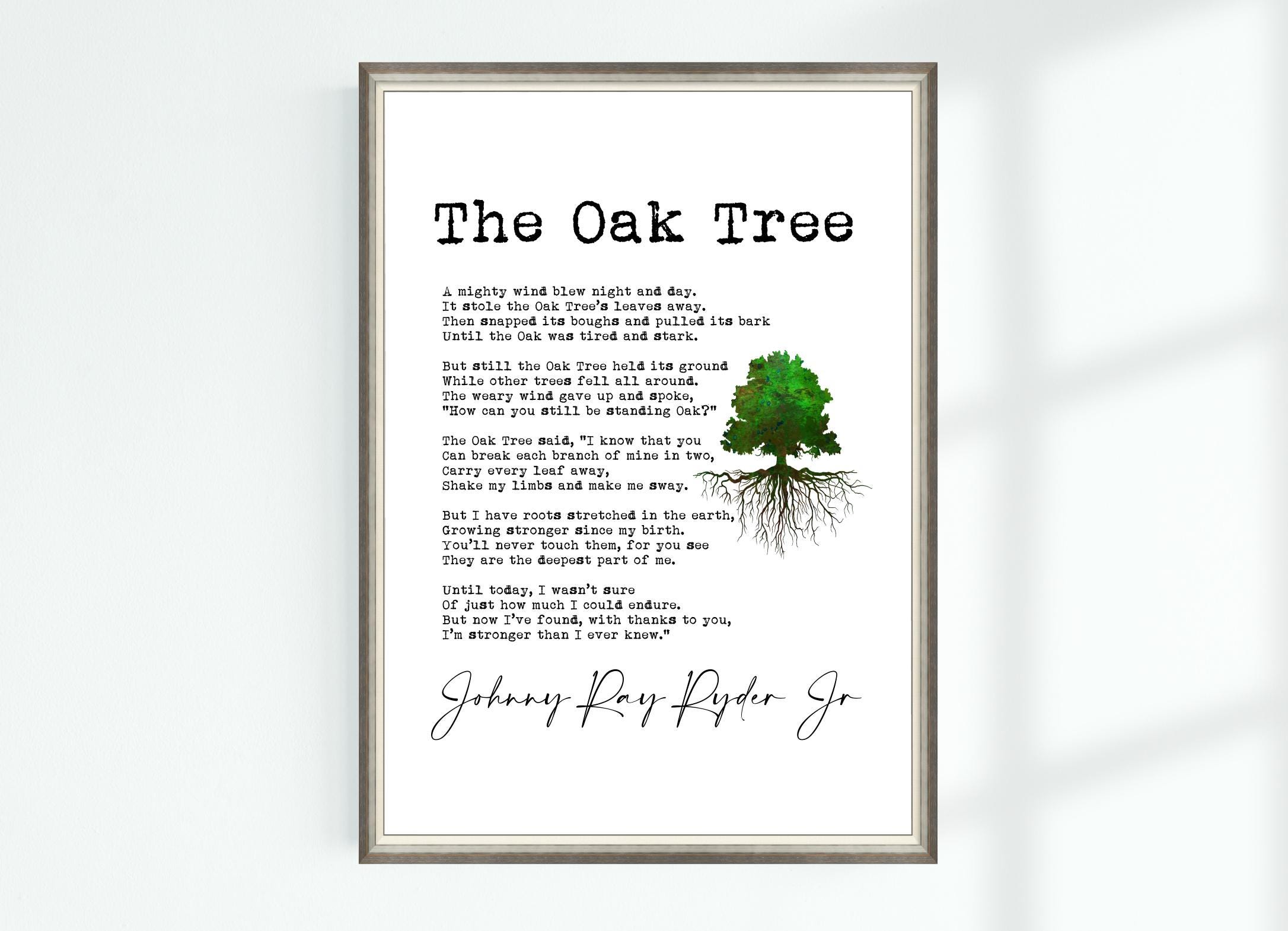 The Oak Tree Poem Johnny Ray Ryder Jr Poster Mighty Oak Tree Poetry ...