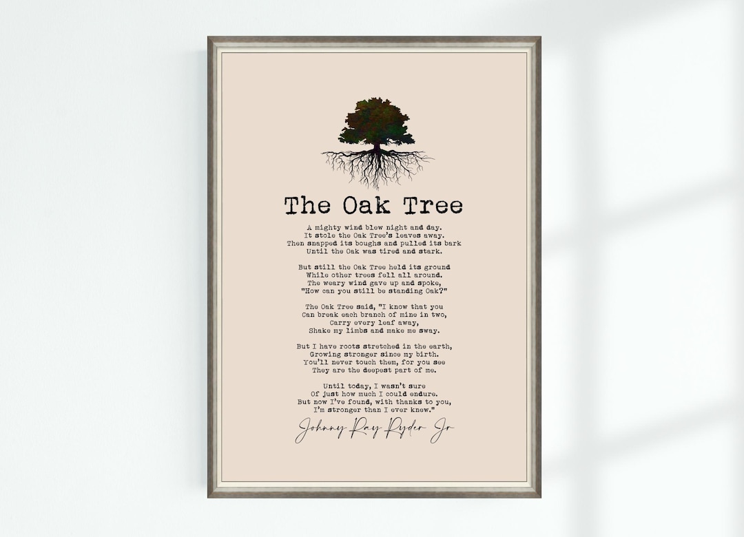 The Oak Tree Poem Johnny Ray Ryder Jr Print Mighty Oak Tree ...