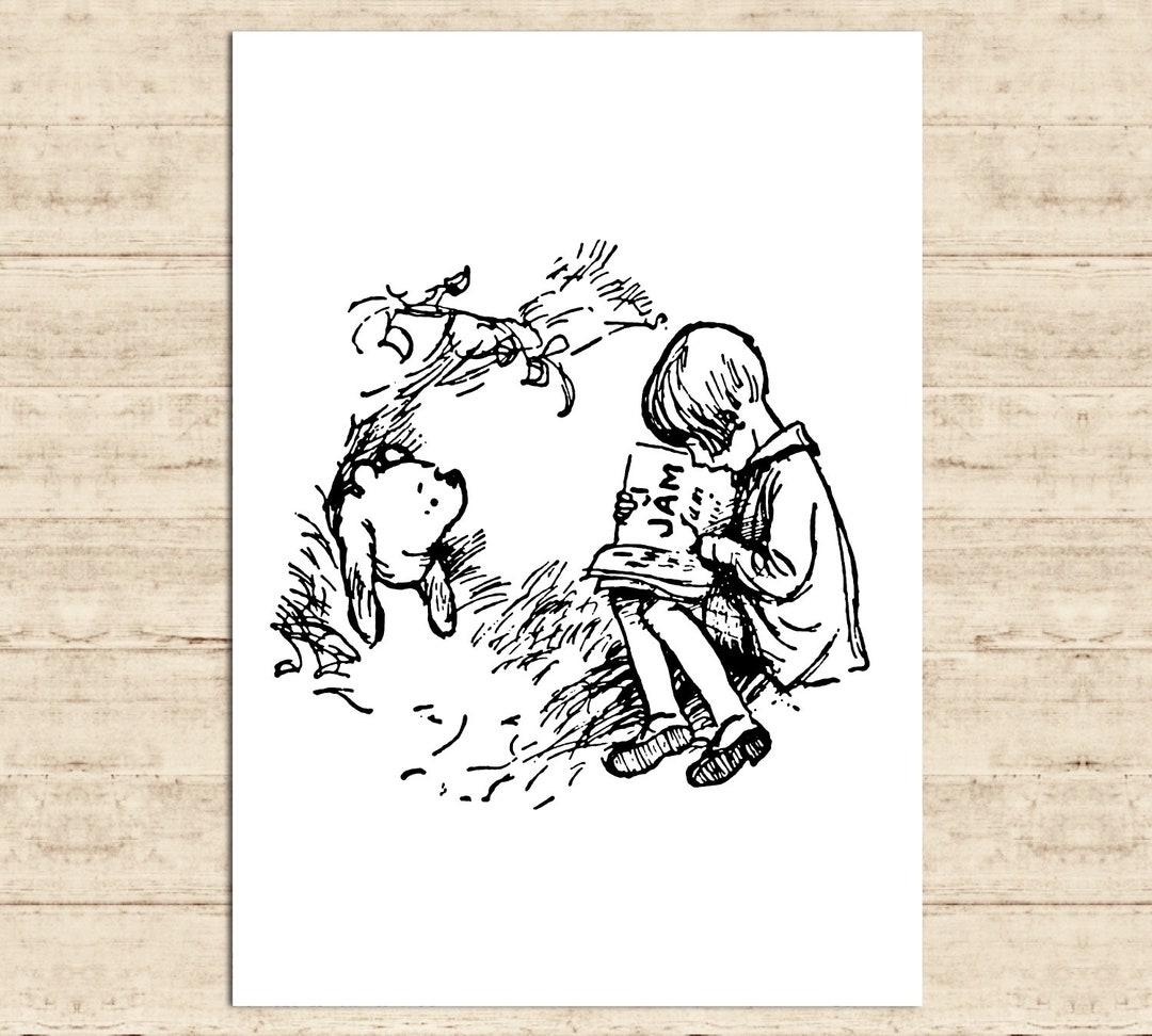 Winnie the Pooh and Christopher Robin Poster Classic Vintage Printable ...
