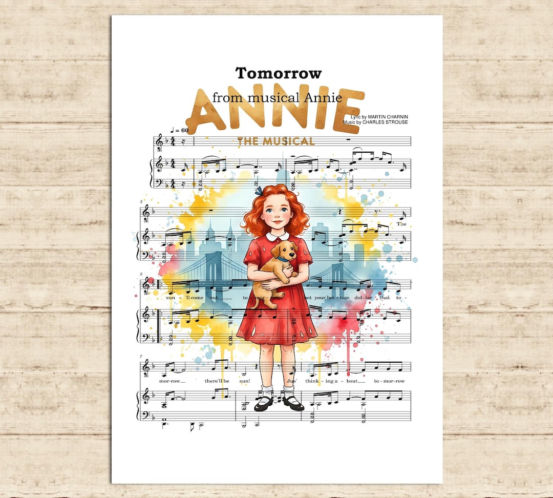 Annie Poster Musical Print Tomorrow Music Sheet Art Print Kids Room ...