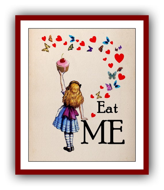 Alice in Wonderland Print Alice Print Eat Me Poster Home Decor | Etsy