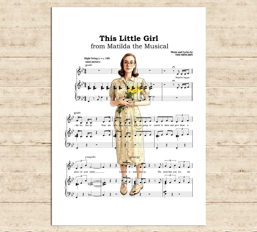 Matilda Musical Poster Miss Honey Print This Little Girl Music Sheet ...