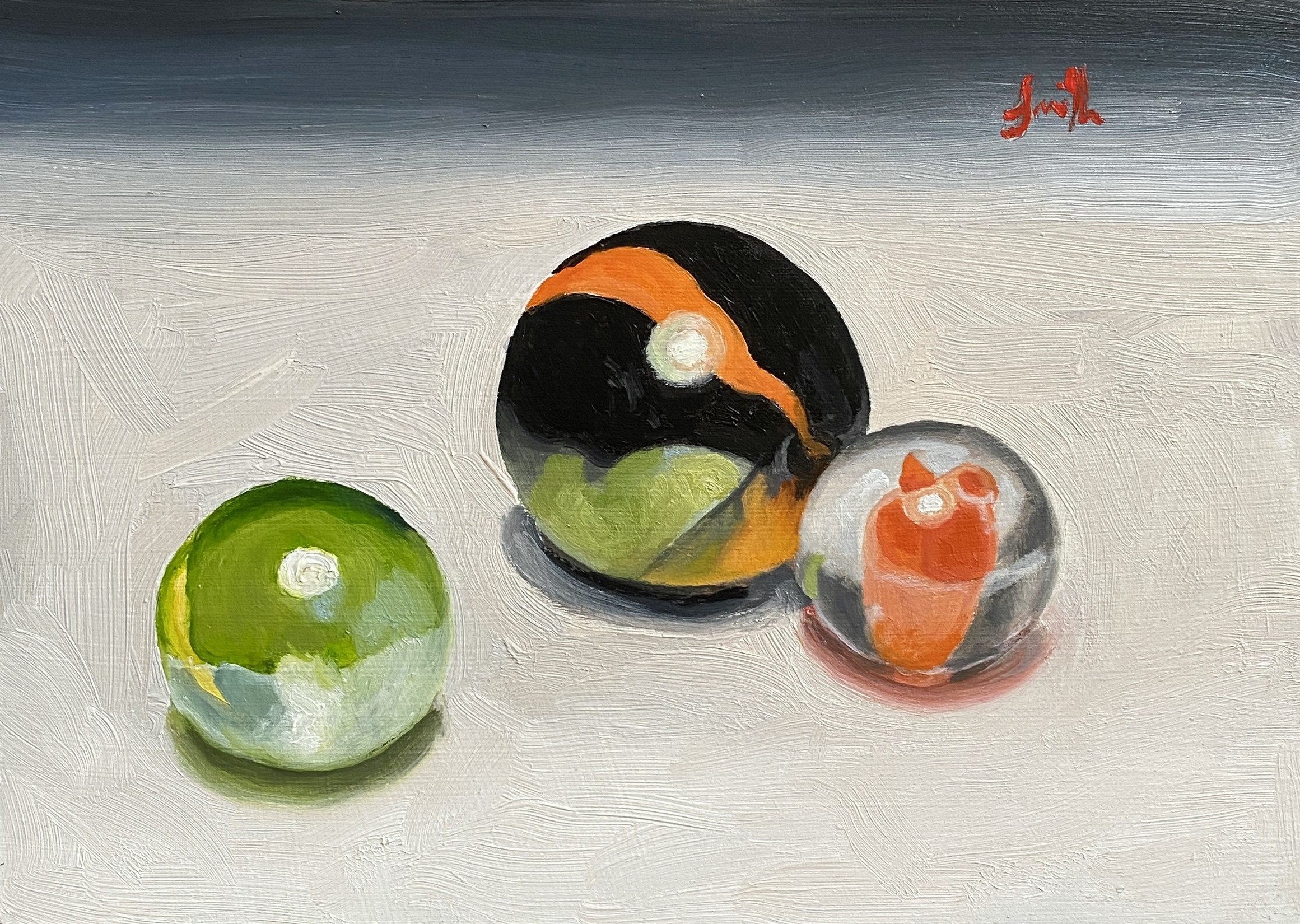 Three Marbles Oil Painting Original Art Still Life Artwork Ideal for ...