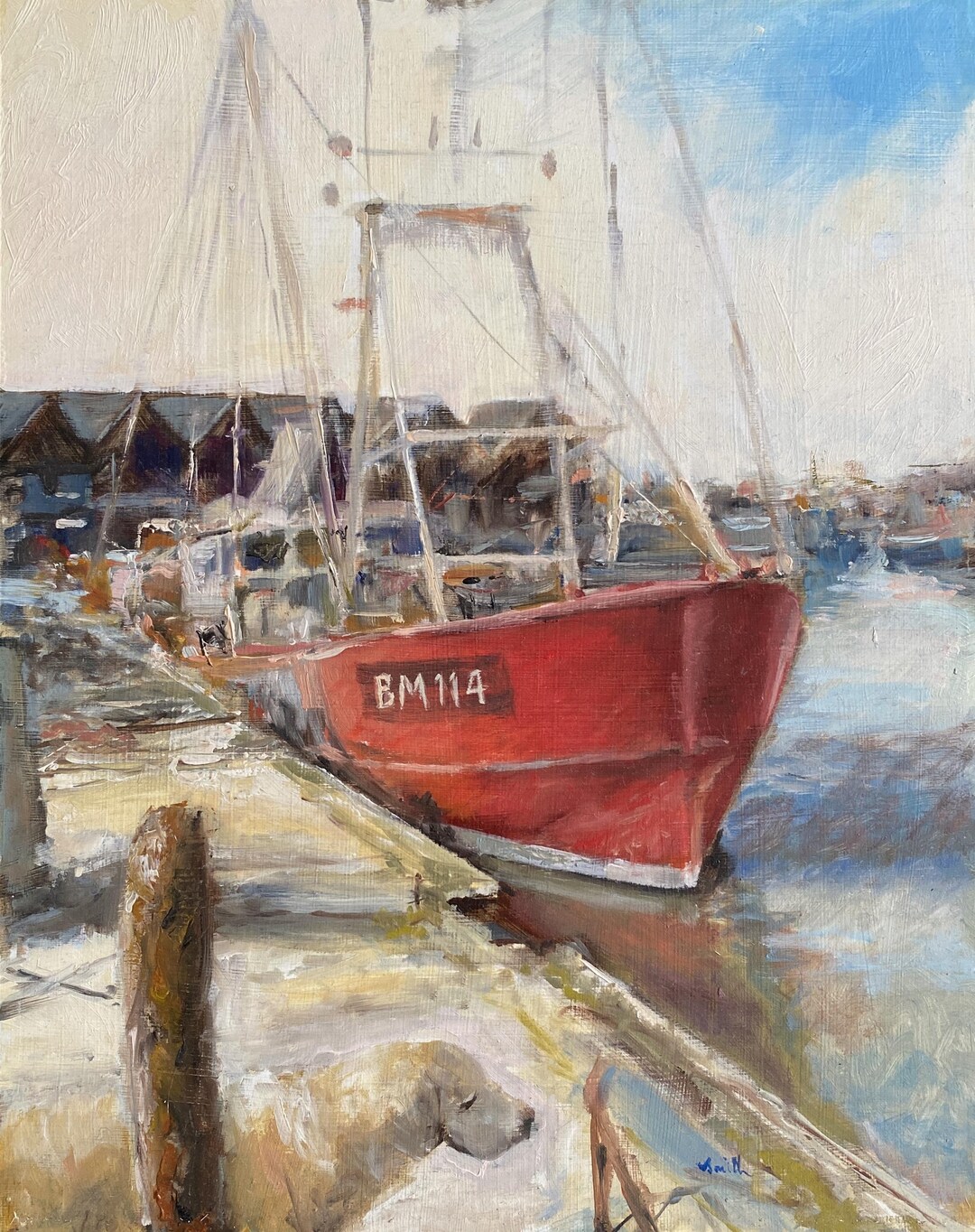 Original Landscape Red Boat Whitstable. Oil Painting Ideal Gift or Home ...
