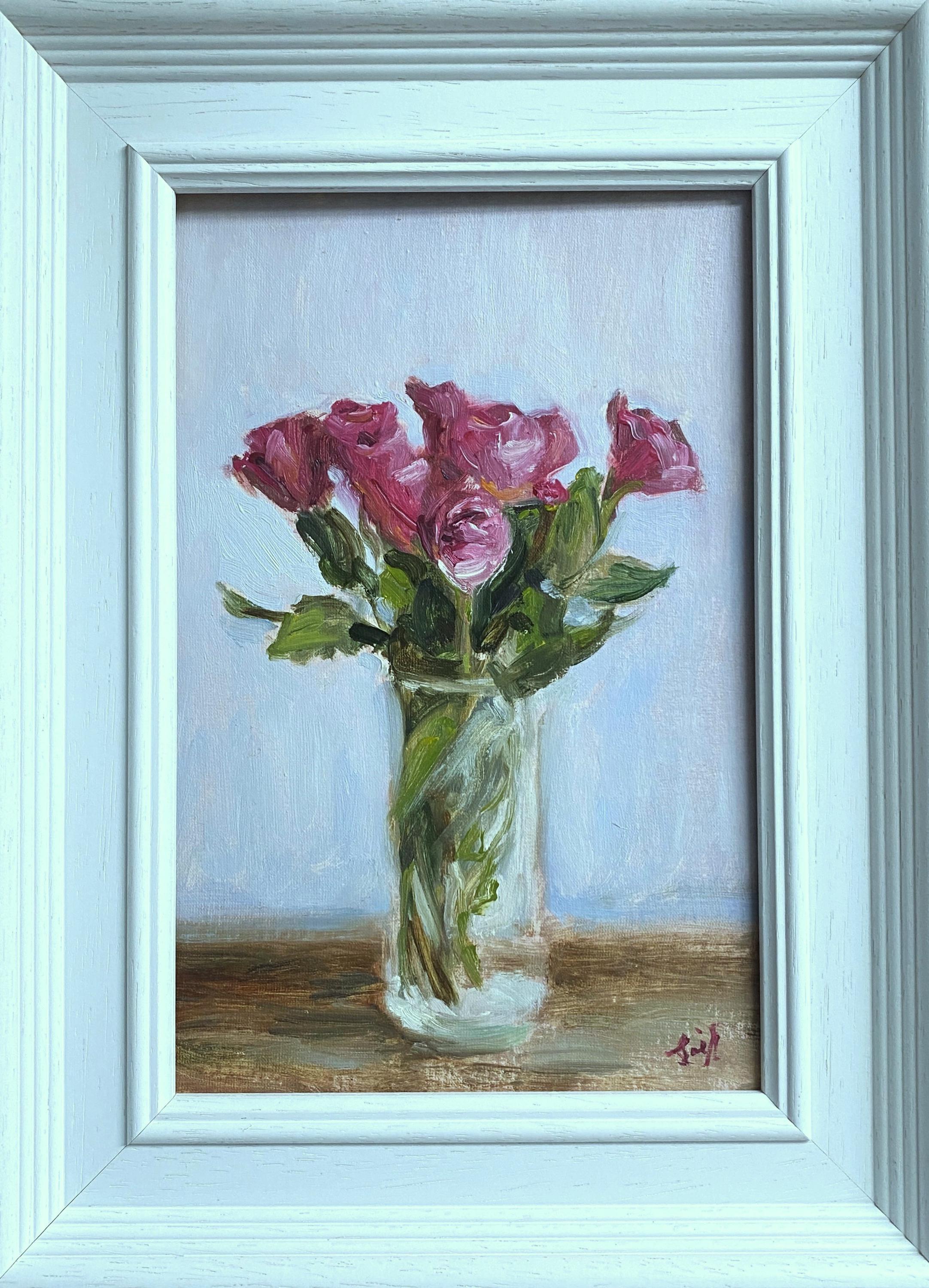 Pink Roses Picture Original Still Life Oil Painting Ideal Gift or Home ...