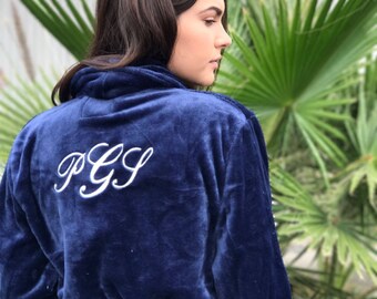 NAVY BLUE Signature Plush Robe 100 Thread Colors to Choose | Etsy