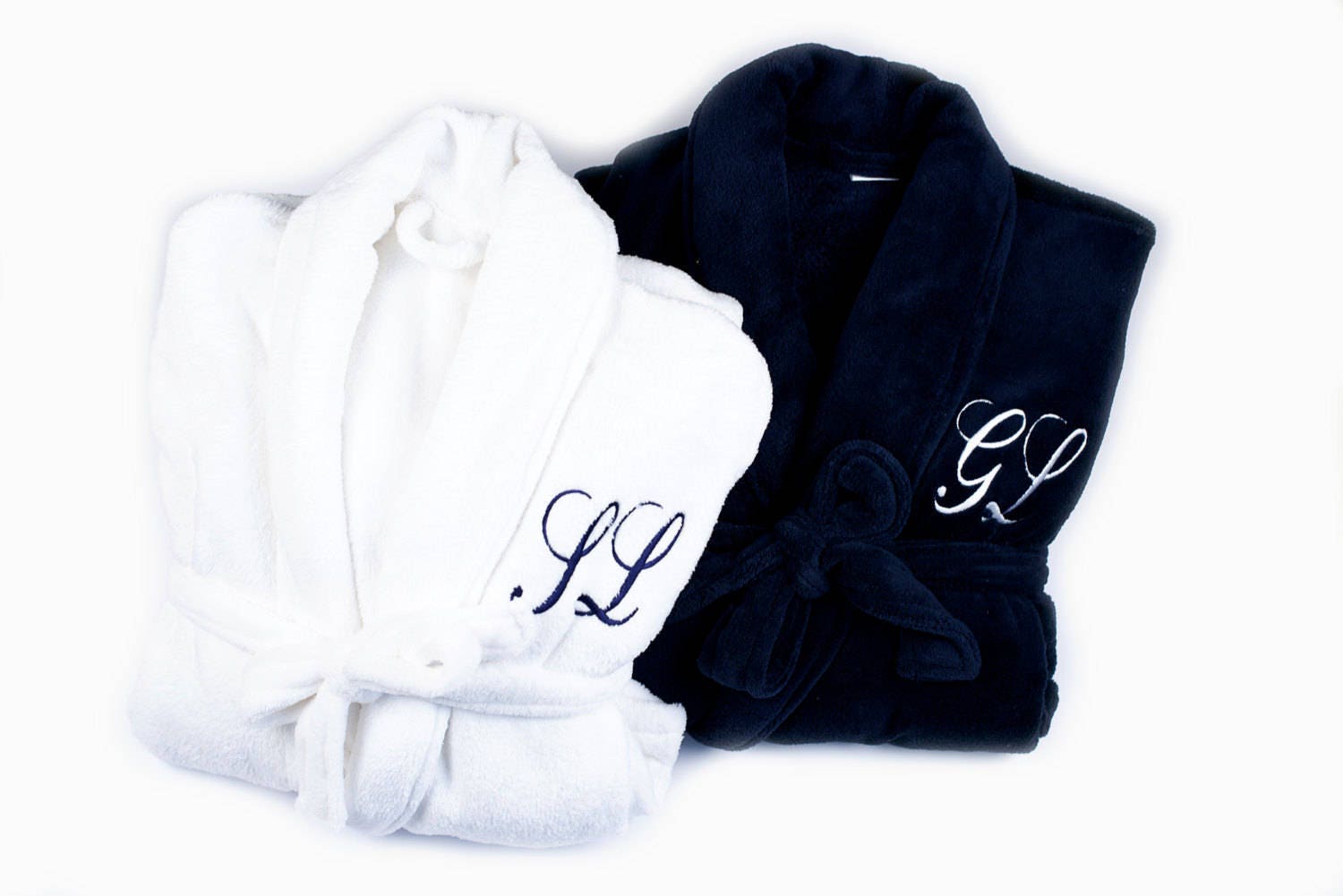 SET OF 2 Monogrammed Robes Plush Bathrobe Monogrammed His - Etsy